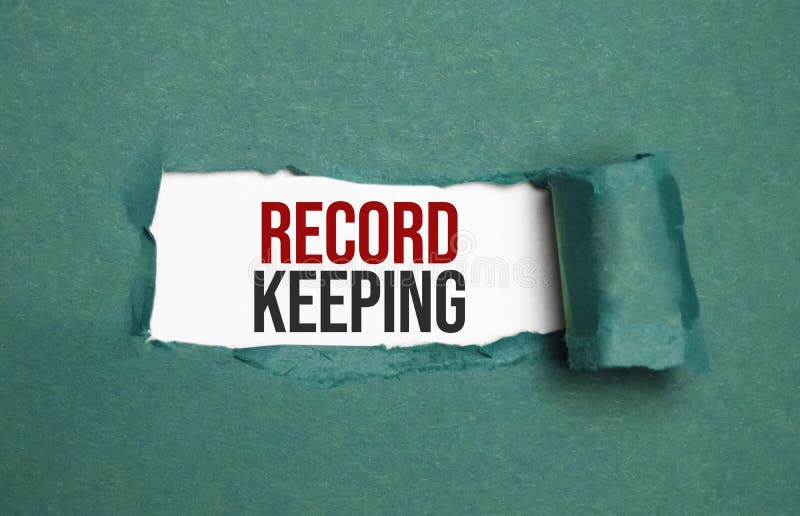 RECORD KEEPING Text on White Torn Paper Stock Image - Image of record ...