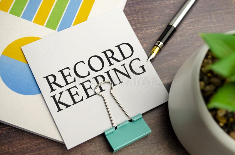 RECORD KEEPING Words on Notepad and Charts Stock Photo - Image of ...