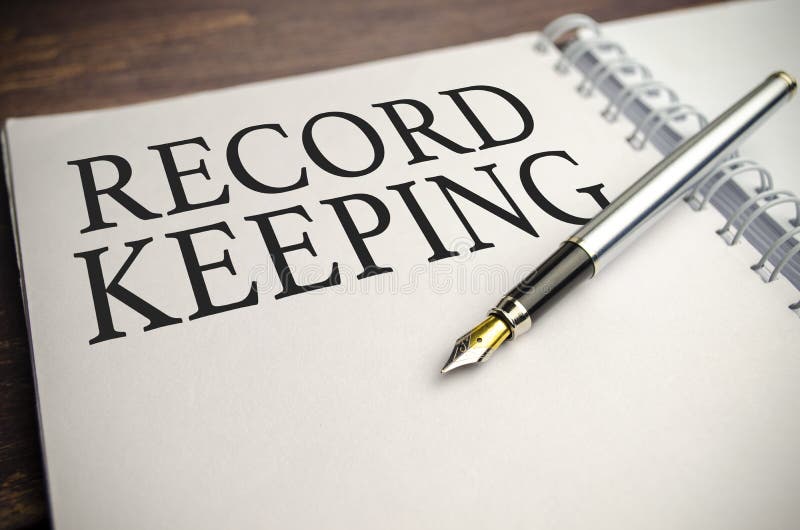 RECORD KEEPING Words on White Notepad and Pen Stock Photo - Image of ...