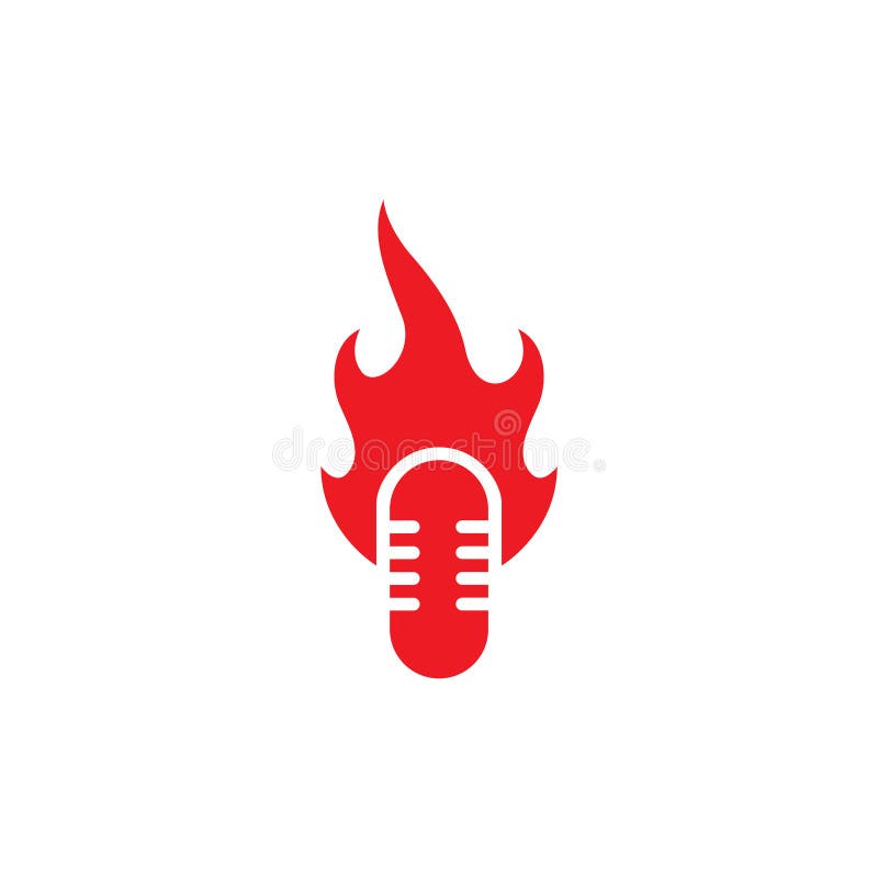 Record Microphone with Fire Flame Logo Design, Vector Graphic Symbol ...