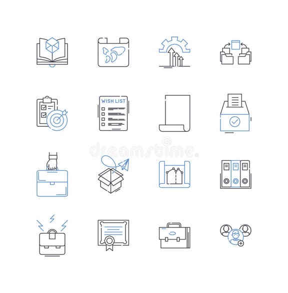 Record Organization Line Icons Collection Cataloging Categorizing Archiving Arranging