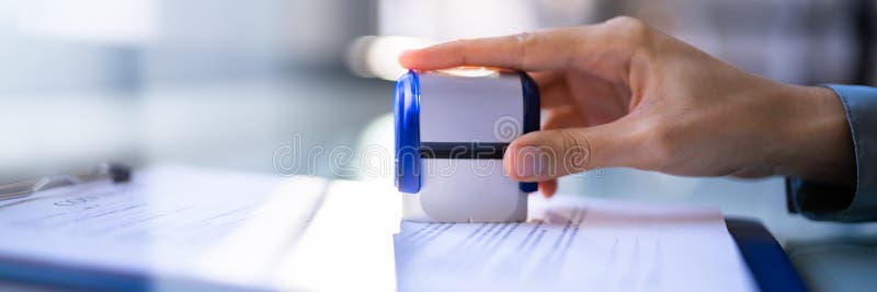Record or Permit Document Paper Stamper Stock Photo - Image of hand ...