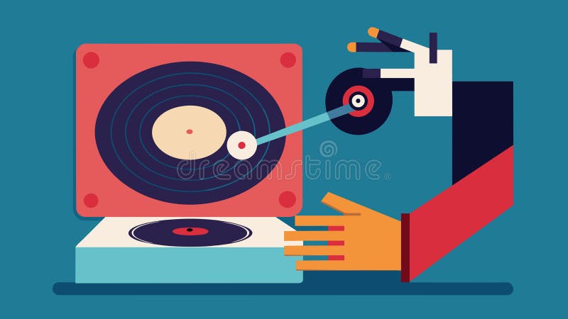 A Record Player Arm Reaches Out and Changes the Record To the Bside ...