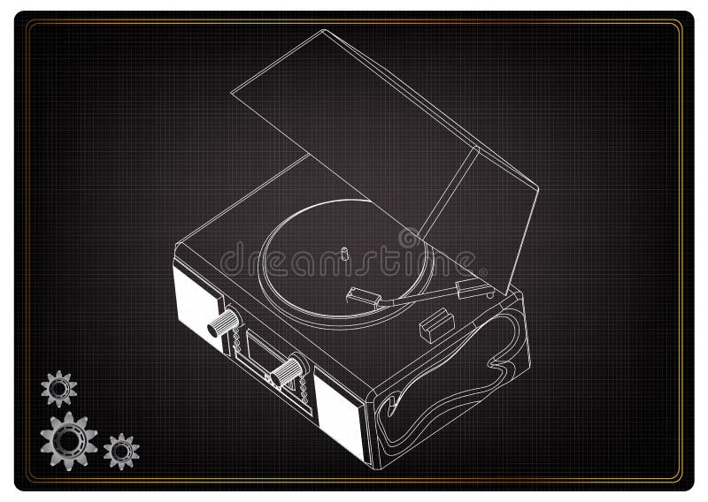 Record Player on a Black Background Stock Vector - Illustration of ...