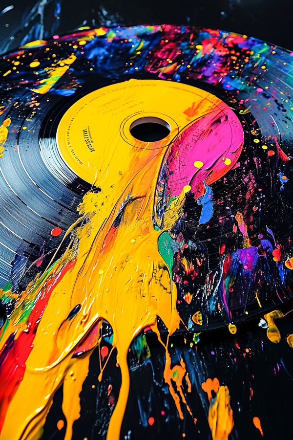 Record Player is Covered in Paint Creating Abstract Piece of Art ...