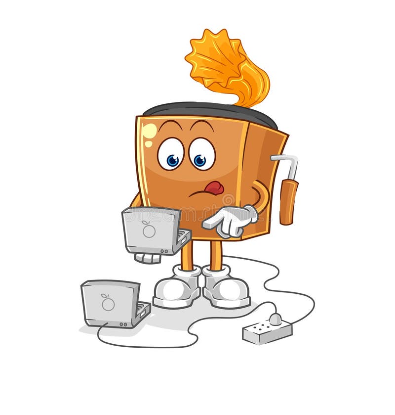 Record Player with Laptop Mascot. Cartoon Vector Stock Vector ...