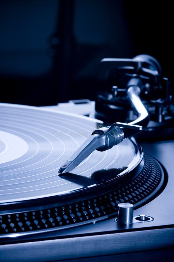 Record Player Playing LP in Dark Room, Macro Picture Stock Photo ...