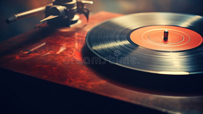 A Record Player with a Red and Black Vinyl Disc on it, AI Stock ...