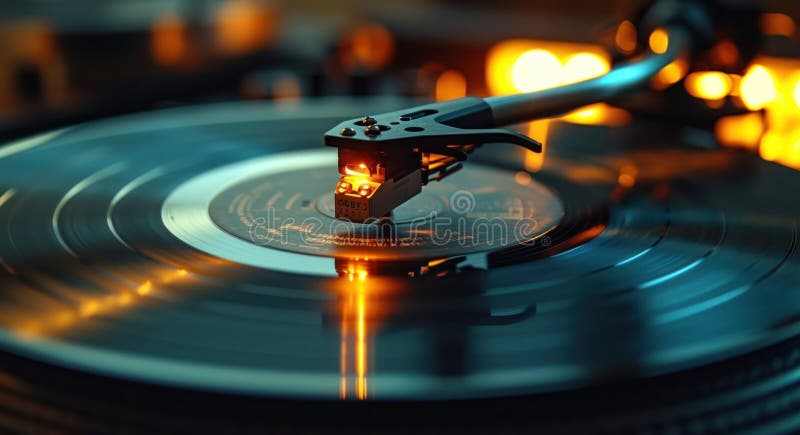 Record Player Showing Lights and Reflection of Sunlight Stock ...