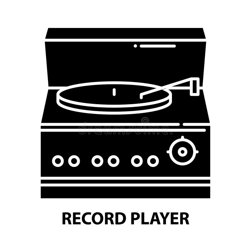 Record Player Symbol Icon, Black Vector Sign with Editable Strokes ...