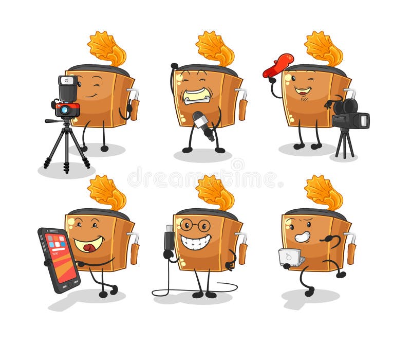 Record Player Technology Group Character. Cartoon Mascot Vector Stock ...