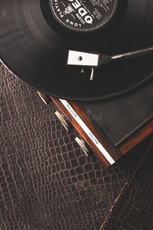 Record Player with Vinyl Disc on Table in Room Editorial Image - Image ...