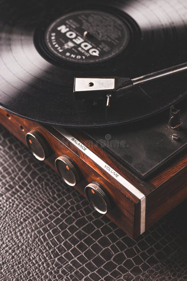 Record Player with Vinyl Disc on Table in Room Editorial Stock Photo ...