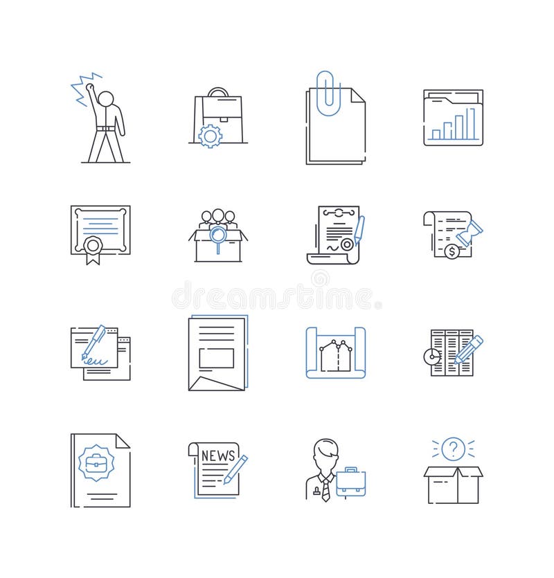 Record Processing Line Icons Collection Sorting Indexing Inputting Exporting Archiving