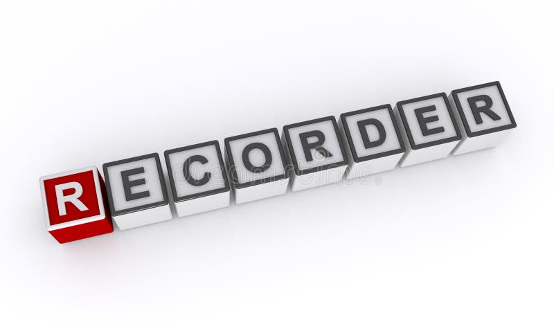 Recorder Word Block on White Stock Illustration - Illustration of ...