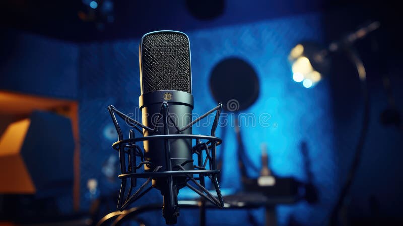 Recording blue microphone stock illustration. Illustration of ...