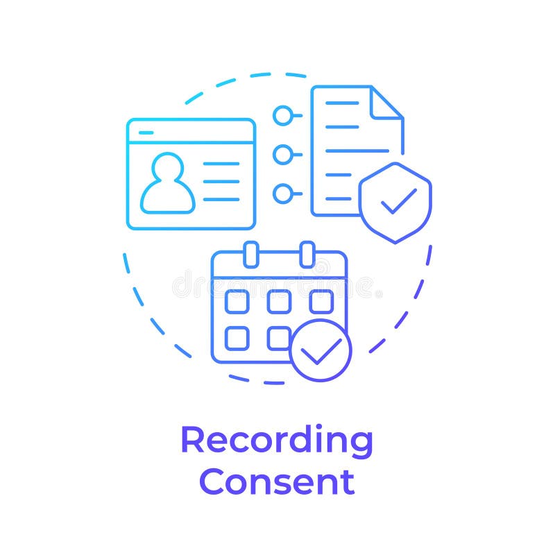 Recording Consent Blue Gradient Concept Icon Stock Photo - Image of ...