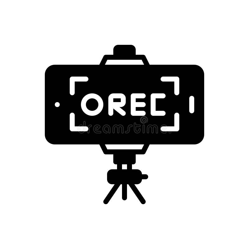 Black Solid Icon for Recording, Record and Video Stock Vector ...