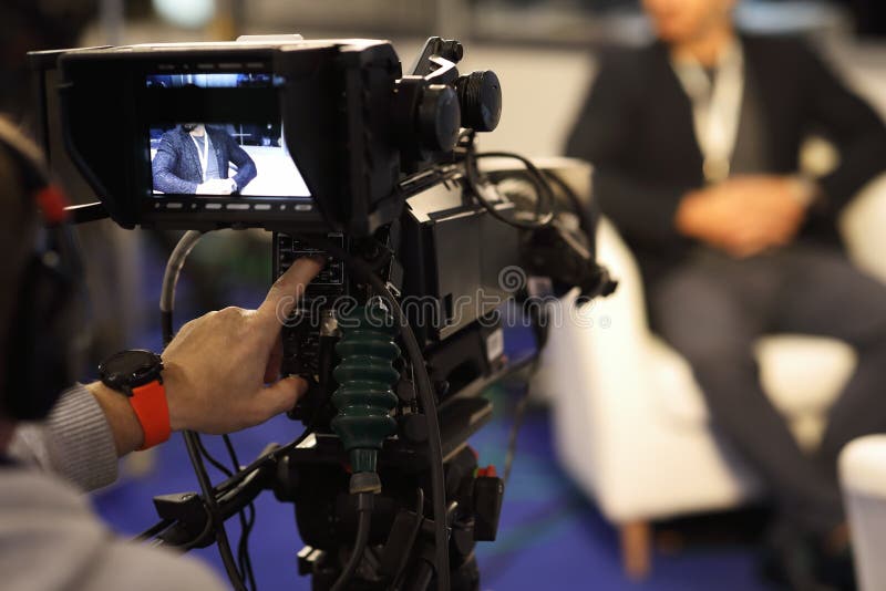 Recording of an Interview in a Tv Studio Stock Image - Image of ...