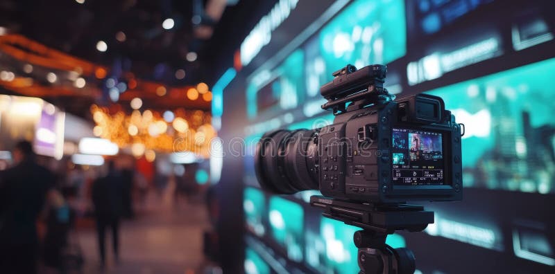 Recording an Interview in a TV Studio Setting with a Blurred Backdrop ...