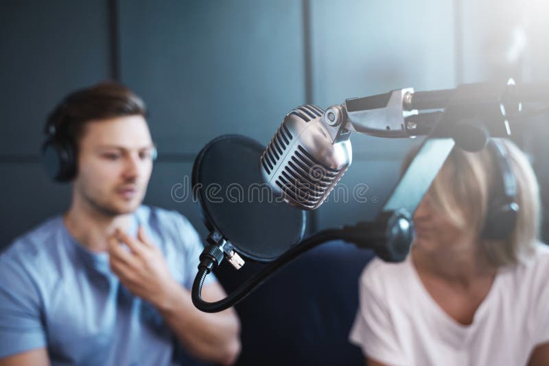 Recording Podcast or Interview in the Cosy Studio Stock Photo - Image ...
