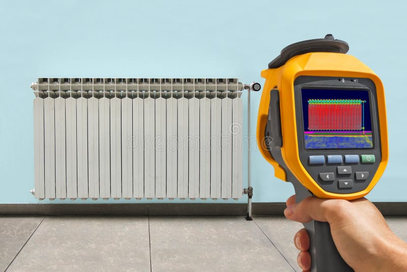 Recording Radiator Heater with Infrared Stock Image - Image of radiator ...