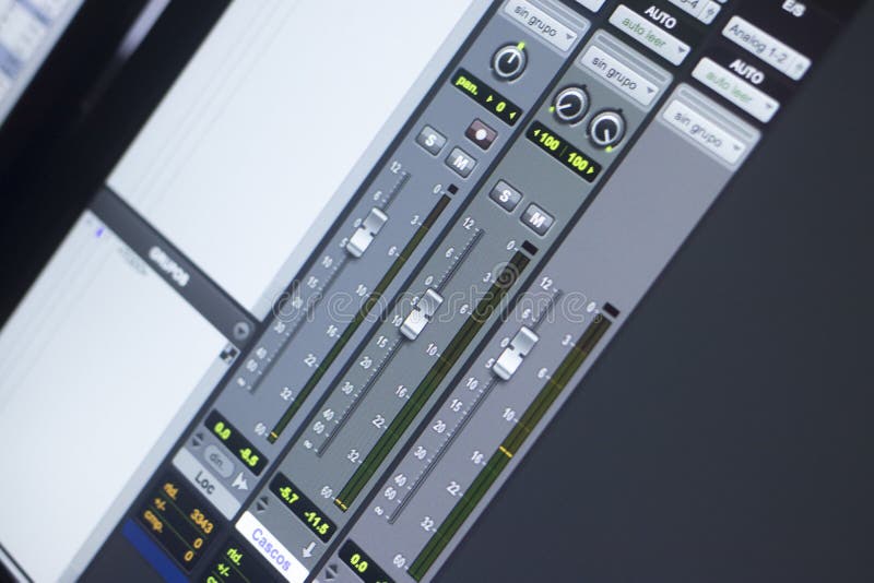 Recording Studio Audio Controls Stock Image - Image of mixer, computer ...