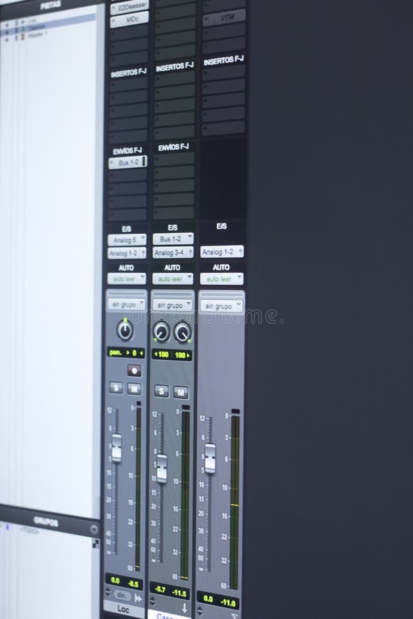 Recording Studio Audio Controls Stock Photo - Image of engineer ...