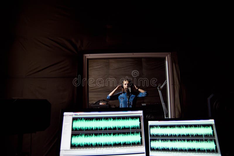 Recording Studio Control Room. Commercial, Modern Musical Enviro Stock ...