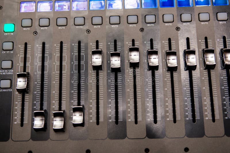 Recording Studio Equipment. Professional Audio Mixing Console Stock ...