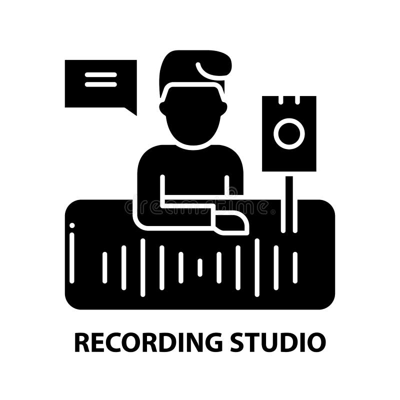 Recording Studio Icon, Black Vector Sign with Editable Strokes, Concept ...