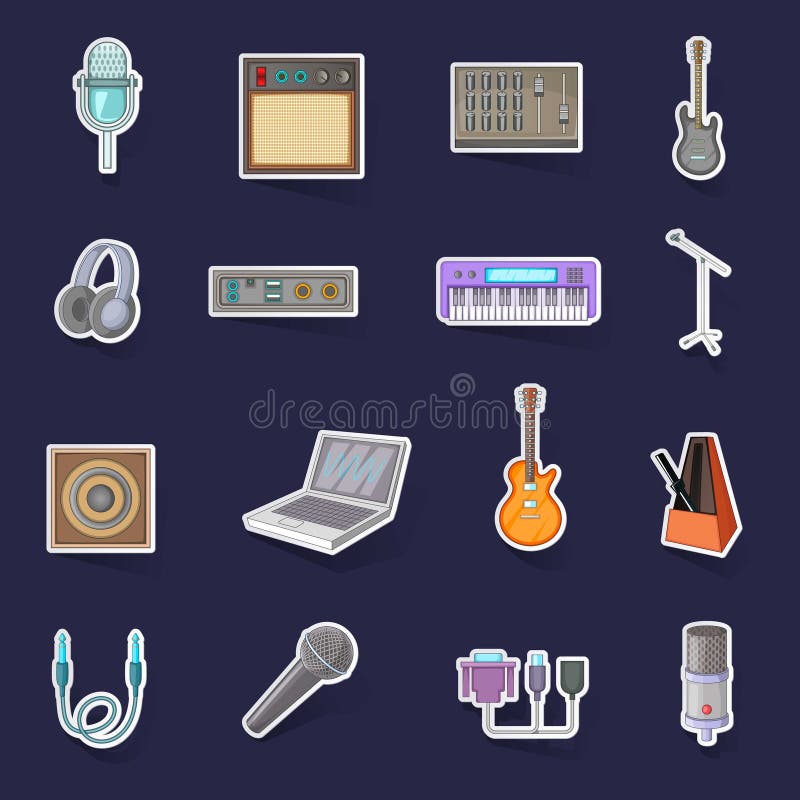 Recording Studio Symbols Icons Set Grey Vector Stock Vector ...