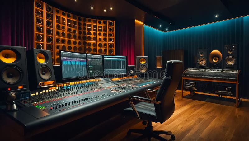 Recording studio interior stock illustration. Illustration of sound ...