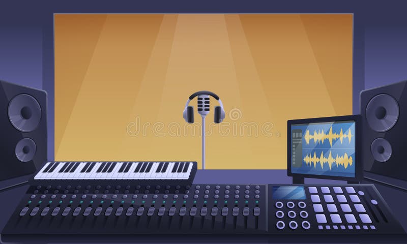 Recording Studio Interior with Room with Microphone and Equipment Stock ...