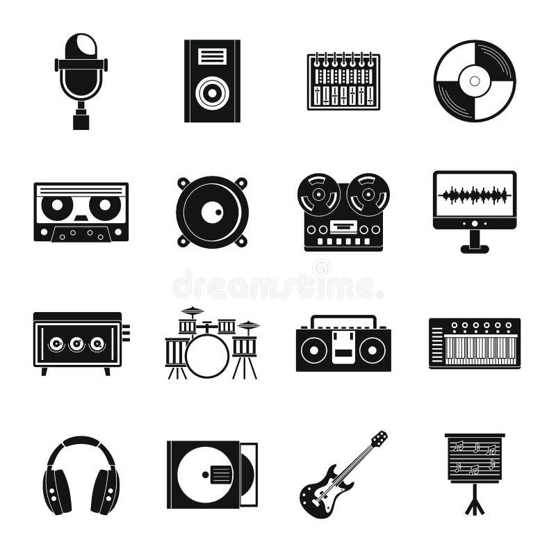 Recording Studio Items Icons Set, Simple Style Stock Vector ...
