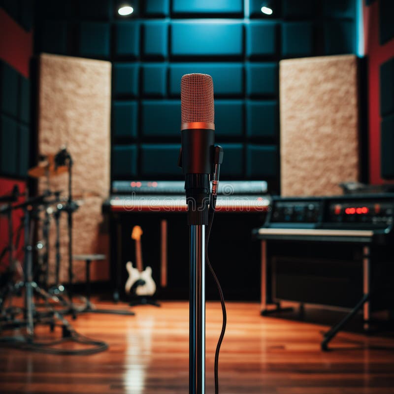 Recording Studio with Microphone and Soundproofed Walls in Ambient ...