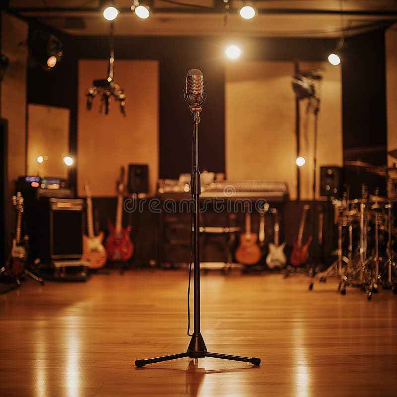 Recording Studio with Microphone and Soundproofed Walls in Ambient ...