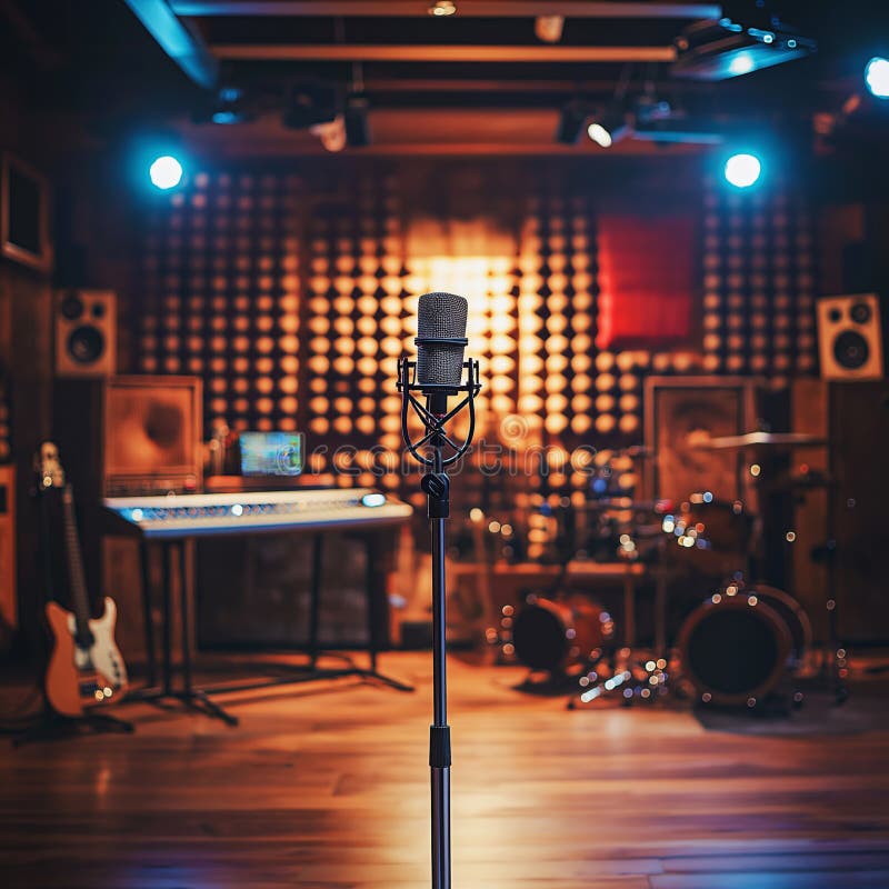 Recording Studio with Microphone and Soundproofed Walls in Ambient ...