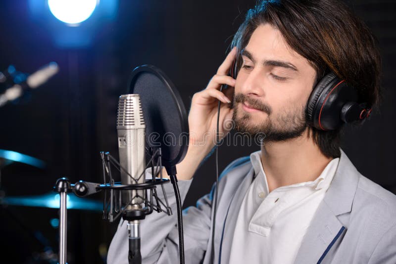 Recording studio stock image. Image of headphones, hairstyle - 17879475