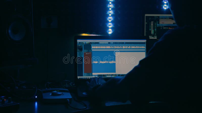 Recording Studio. Sound Engineer Working at the Computer Monitor ...