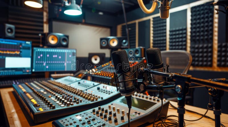 Recording Studio Soundboard and Microphones Stock Image - Image of ...