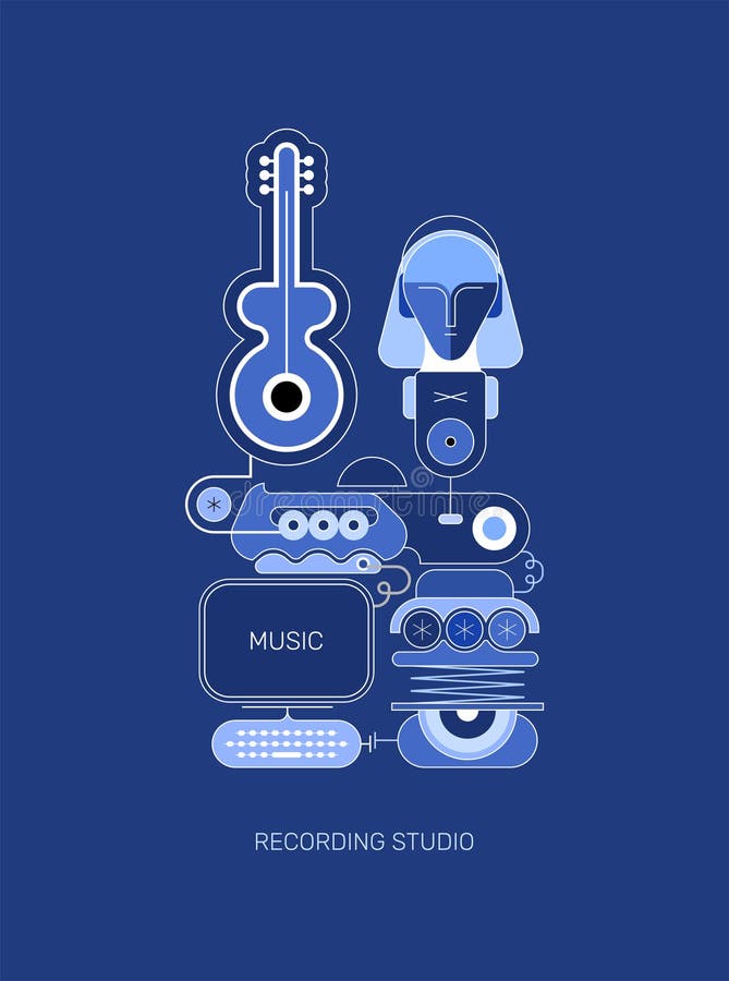 Recording Studio with Keyboard, Monitor, Speakers, and Other Equipment ...