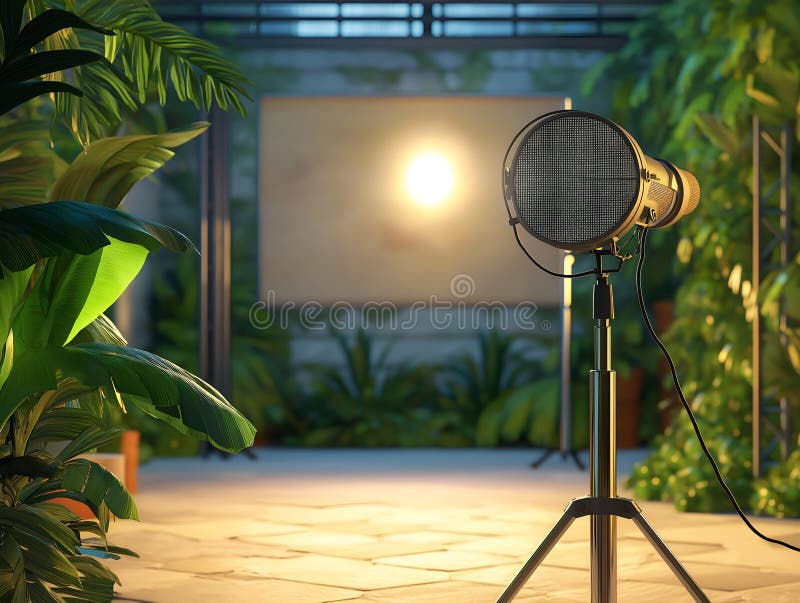 Recording Studio, Warm Lighting, Microphone, Plants, Natural Elements ...