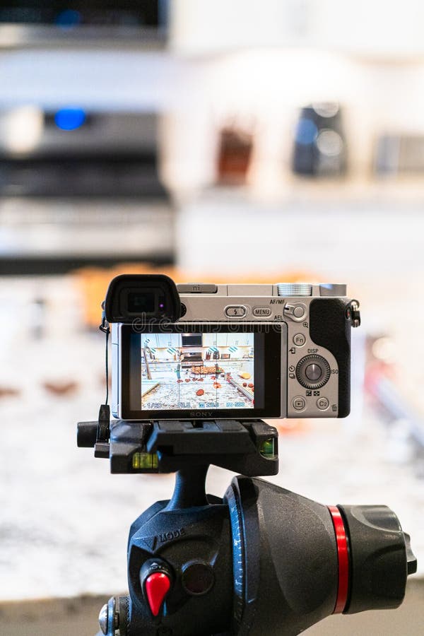 Recording Video with DSLR Camera in Modern Kitchen Stock Photo - Image ...