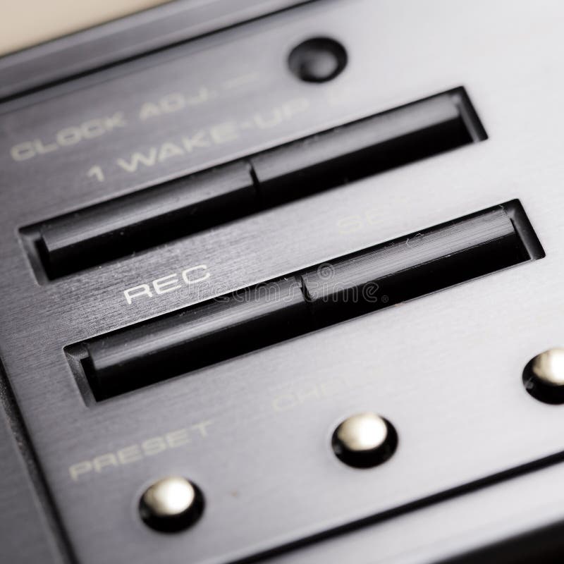 Recording Vintage Button on an Electronic Black Device Stock Photo ...