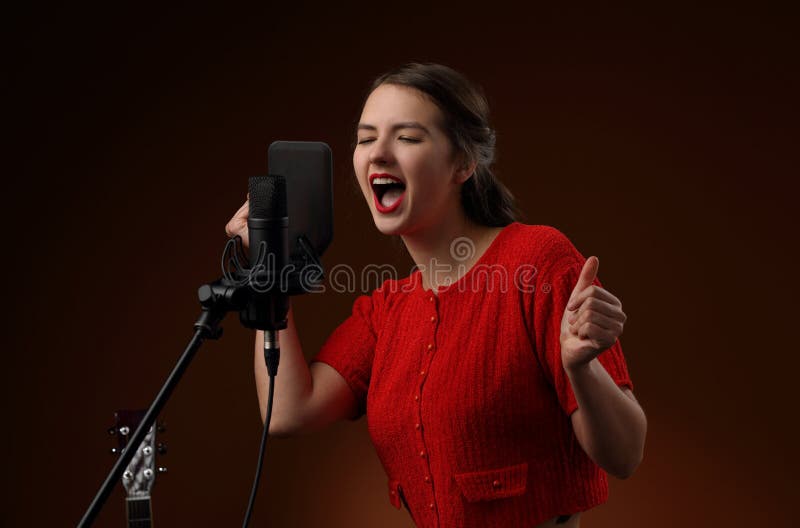 Recording the Vocal Part in the Recording Studio Stock Image - Image of ...