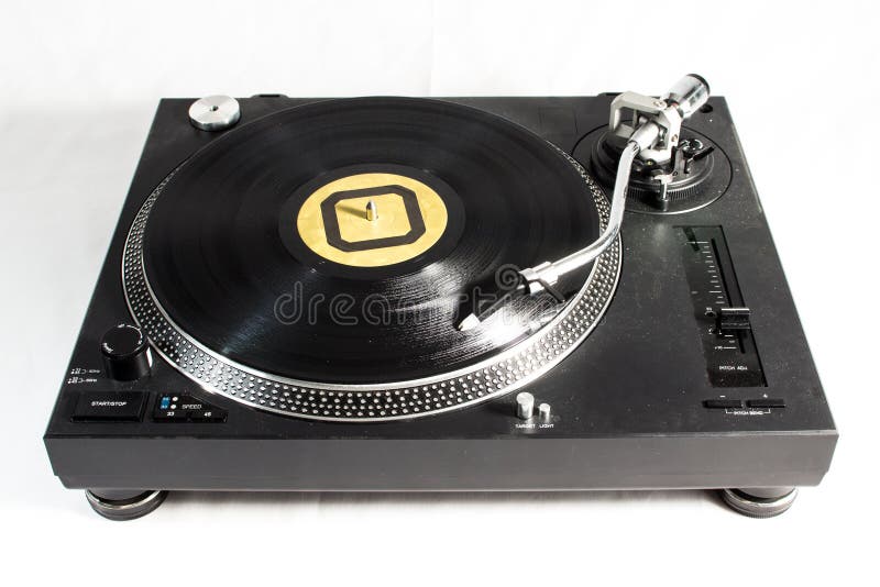 Recordplayer with Black Lp Record Stock Photo - Image of spins, track ...