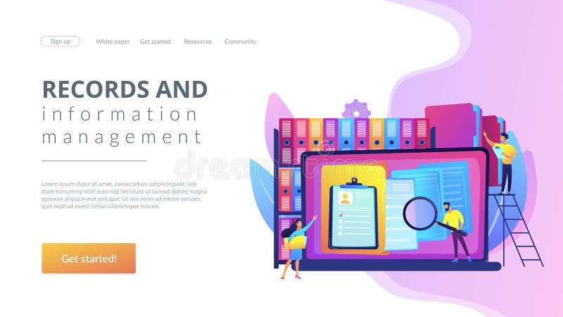 Records Management Concept Landing Page Stock Vector - Illustration of ...