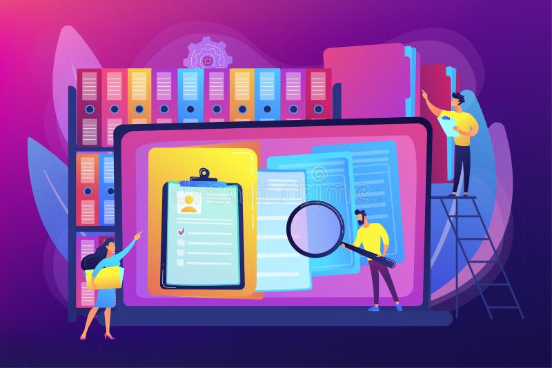 Records Management Concept Landing Page Stock Vector - Illustration of ...