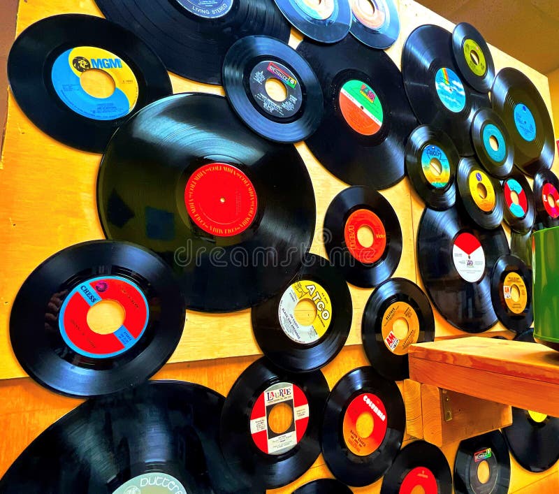 Records on the wall editorial photography. Image of vintage - 255039292